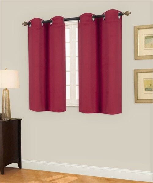 2PC Set GHL30 BURGUNDY Versatil Grommet Thermal Blackout Window Tier ...