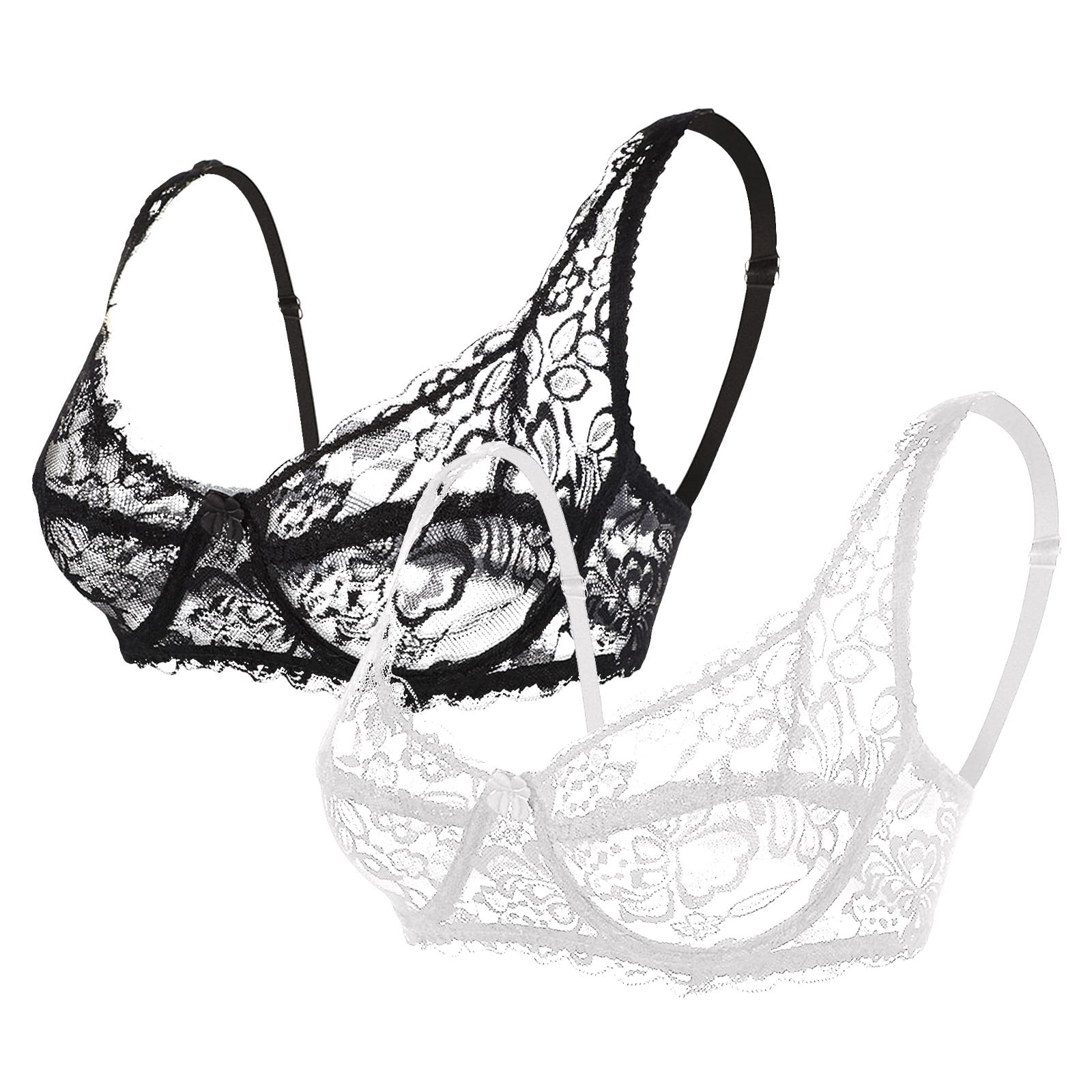 2PC Sexy Wireless Bra for Women, Soft Lightweight Plunge V Neck Low Cut ...