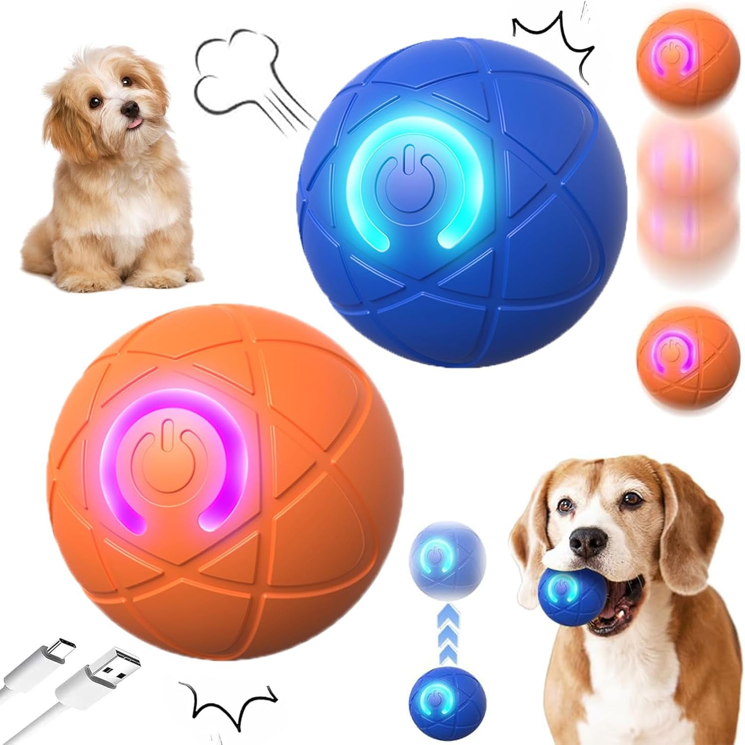 2PC Shaky Ball Toy for Dogs,Interactive Dog Toys,2025 New Vibrating Dog ...