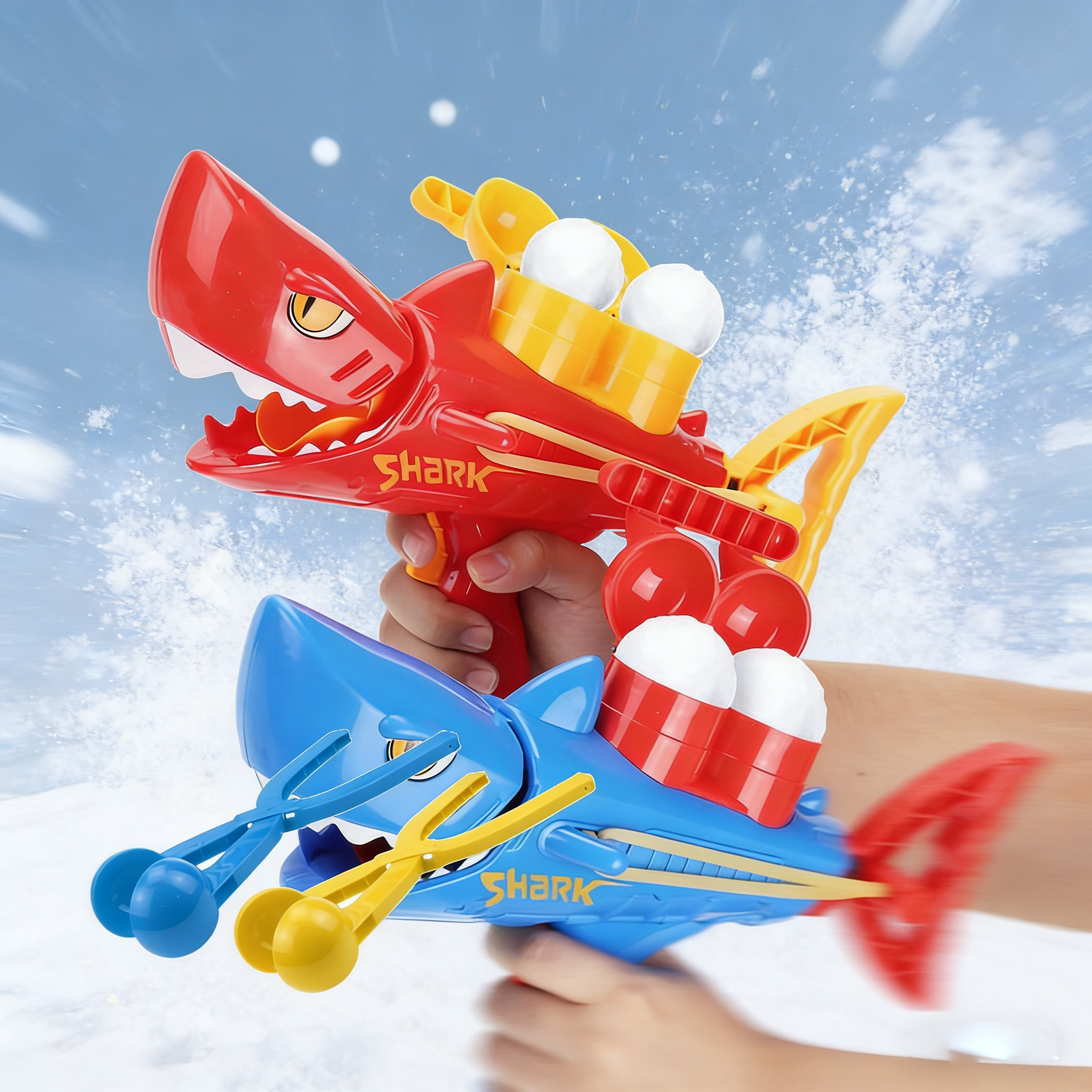 2PC Shark-shaped Snowball Maker Toy Snow Toys for Kids Winter Outdoor ...