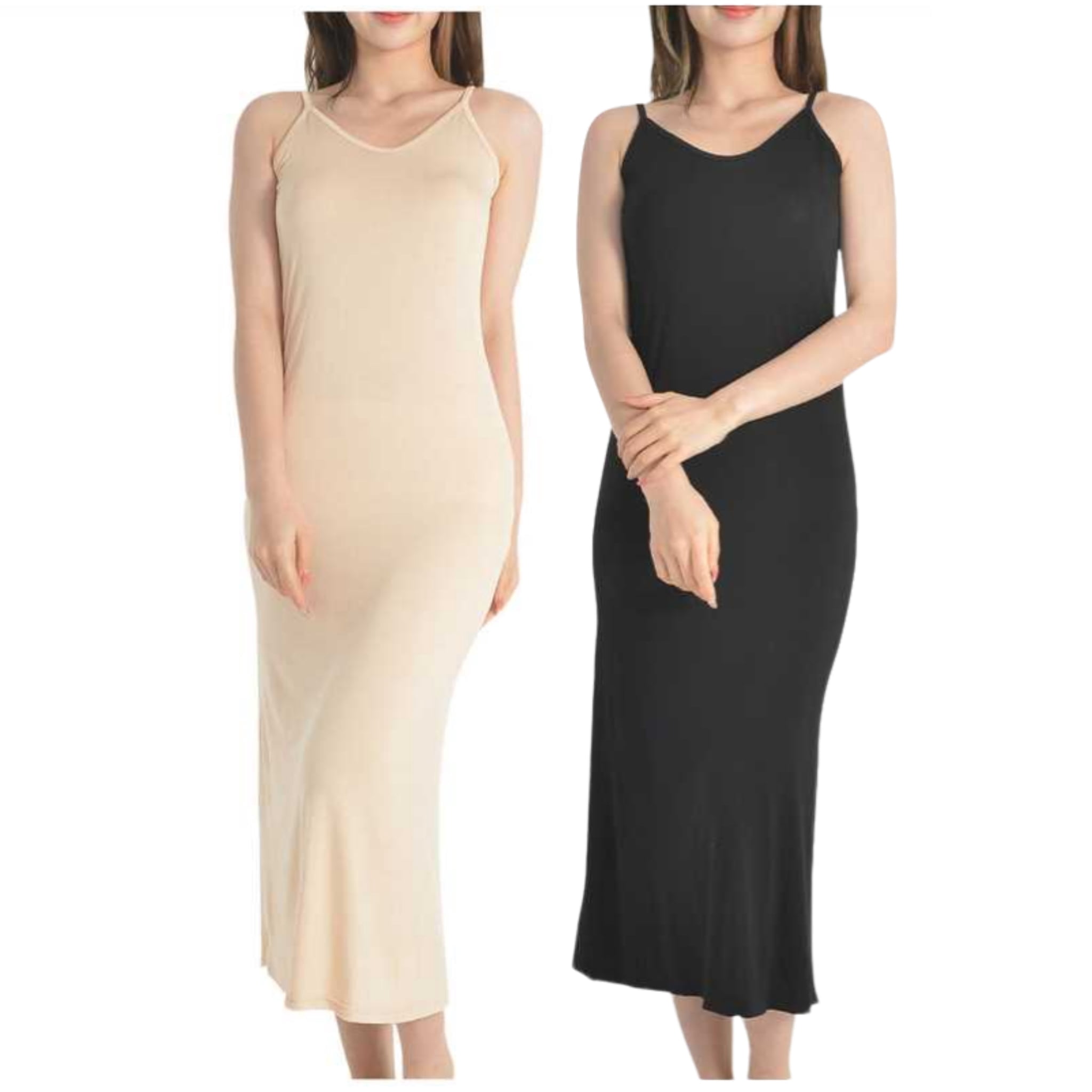 2PC Sleepshirts for Women Soft New Long Slip Dress for Women Adjustable ...