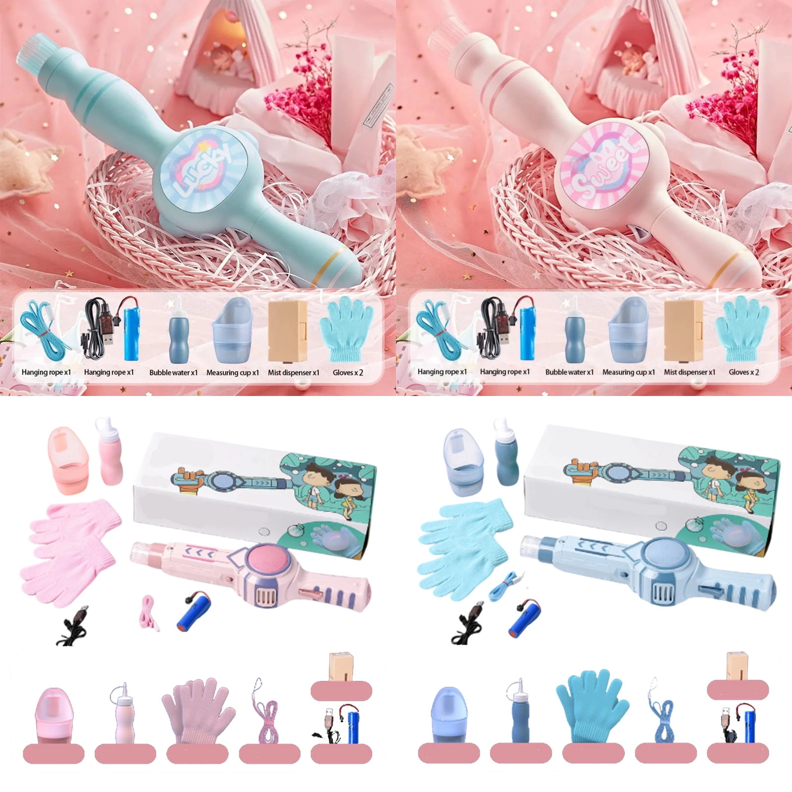 2PC Smoke Bubble Machine & Elastic Bubble Fog Wand, Magic Interactive ...