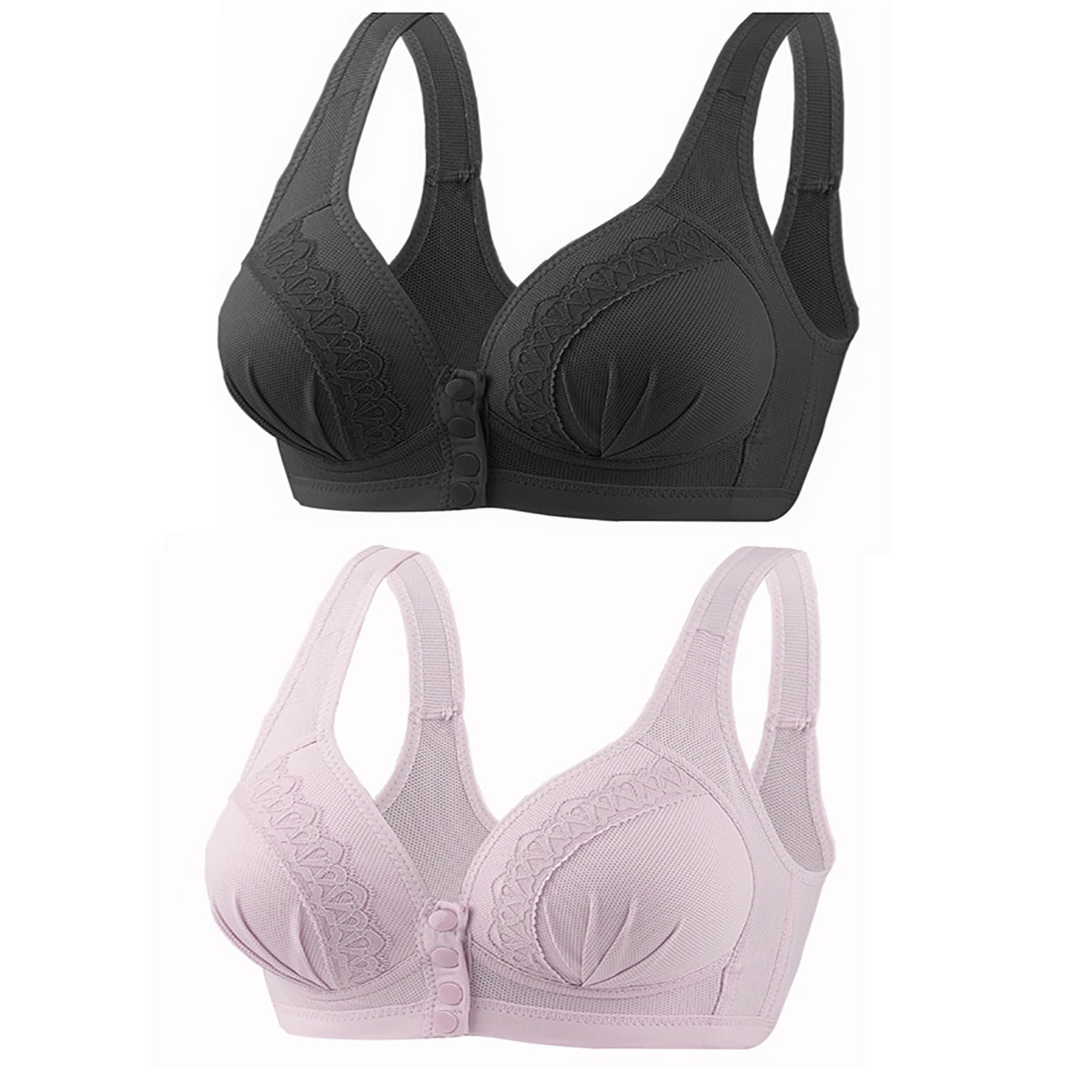 2PC Snap Front Bra 2024 New Front Button Breathable Skin Friendly ...