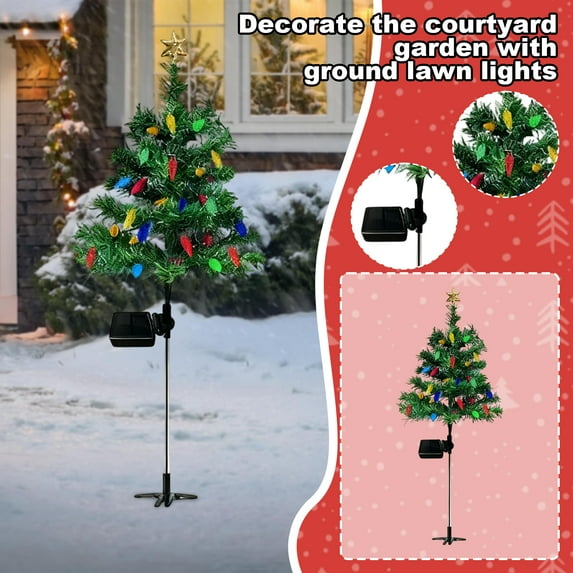 2PC Solar Christmas Tree Outdoor Christmas Decorations, Daytime ...