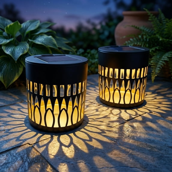 2PC Solar Mandala Fence Light, Metal Solar Powered Outdoor Wall Step ...