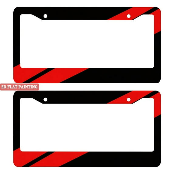 2PC Sporty Red & Black Striped Car License Plate Holders with Screws ...
