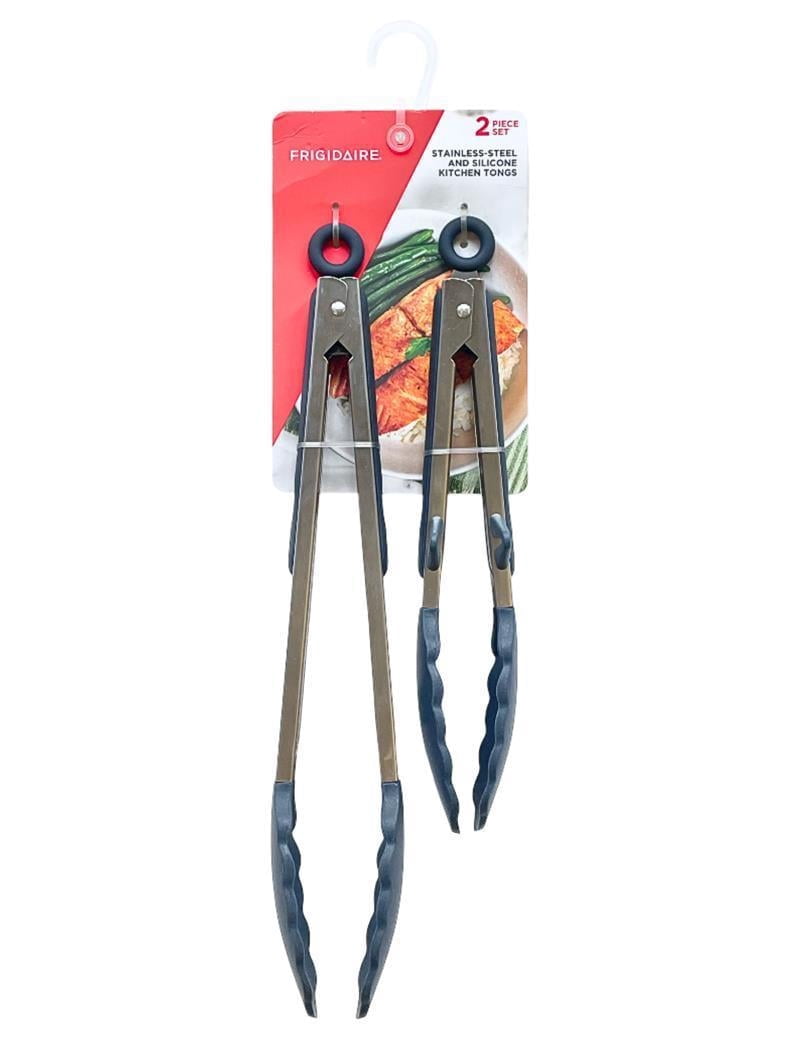 2PC Stainless Steel Kitchen Food Tongs Set for Cooking with Silicone ...