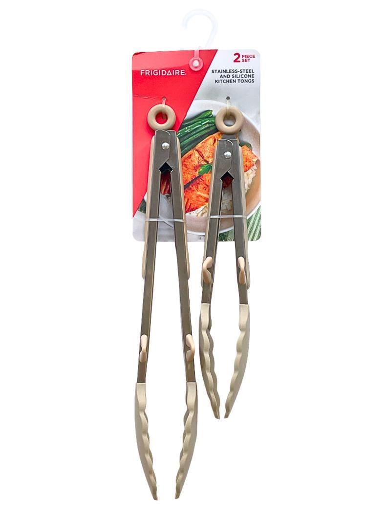2PC Stainless Steel Kitchen Food Tongs Set for Cooking with Silicone ...