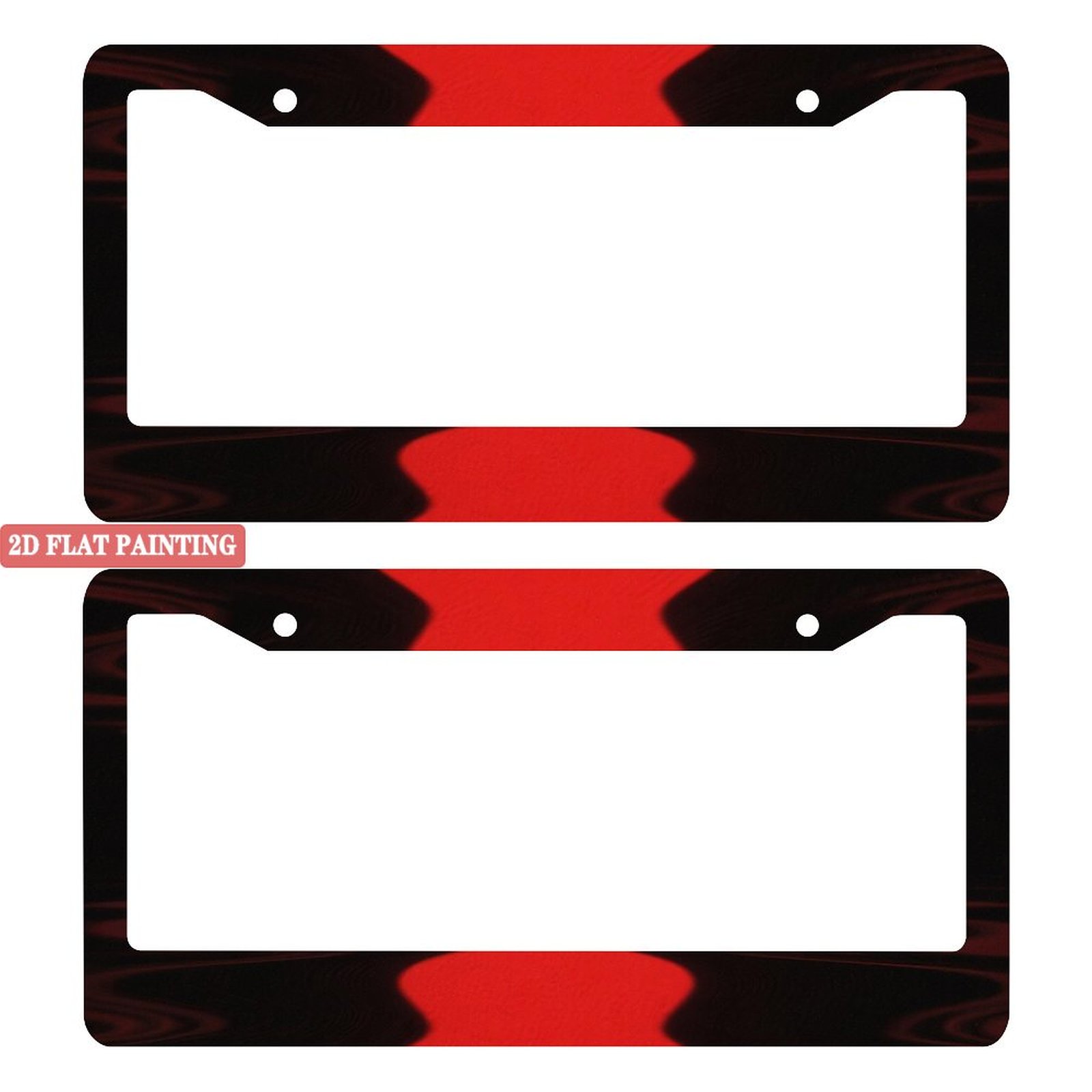 2PC Stylish Red - Black Abstract 2D Flat Painting Car License Plate ...