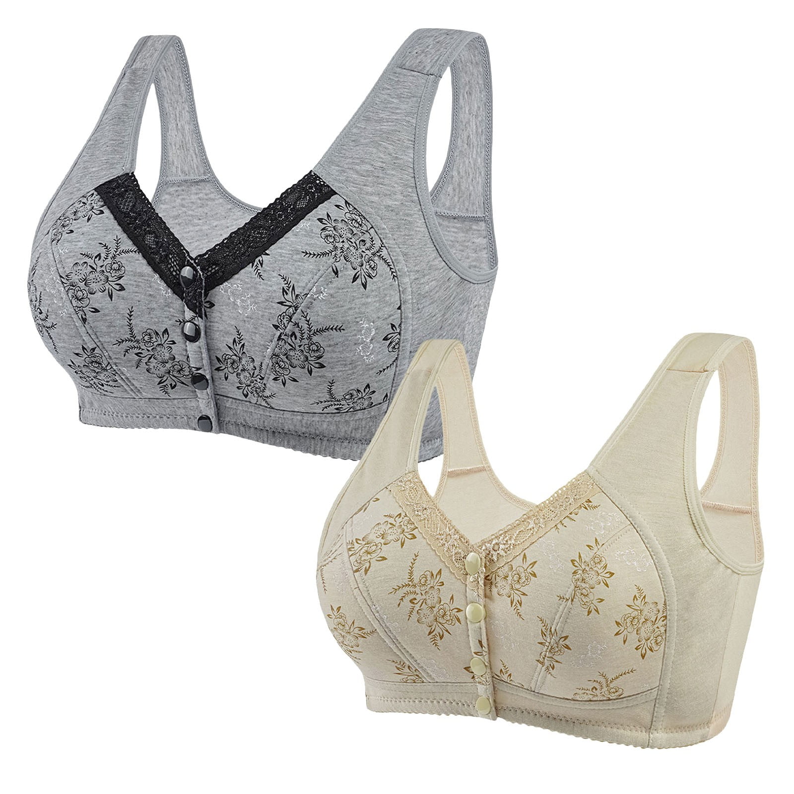 2PC Support Bra Sexy Underwear Athletic Bras for Women Front Closure ...