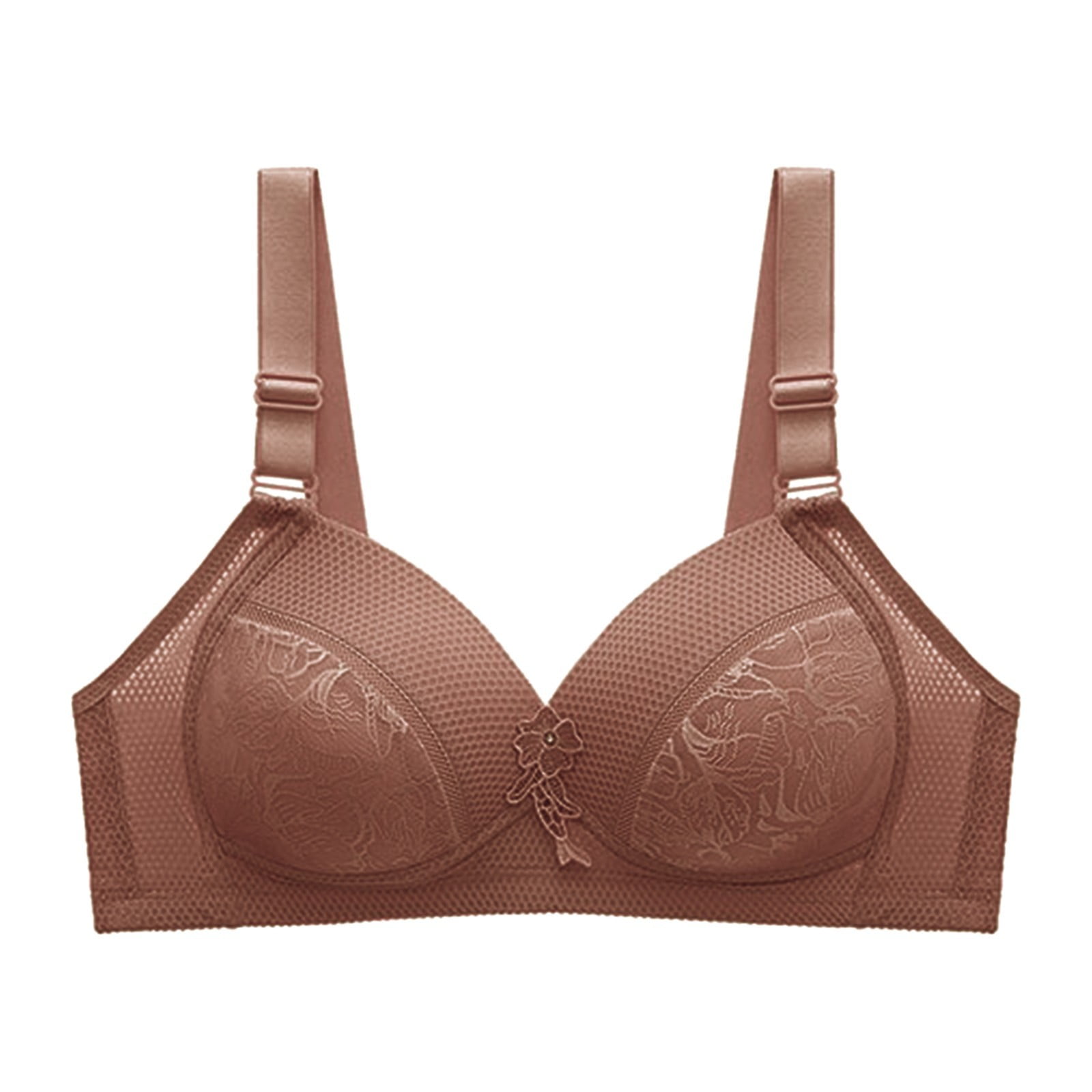 2PC T Shirt Bra Pattern Ribless Large Strap Jacquard Four Comfort ...