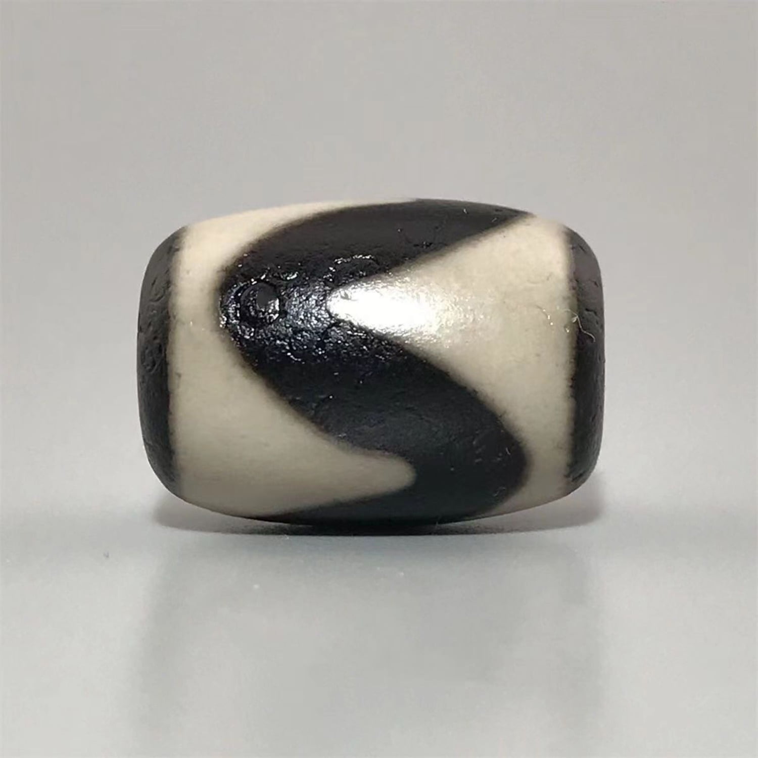 2PC Tibetan Tiger Tooth Dzi Spacer Beads Black White Barrel Shape Beads ...