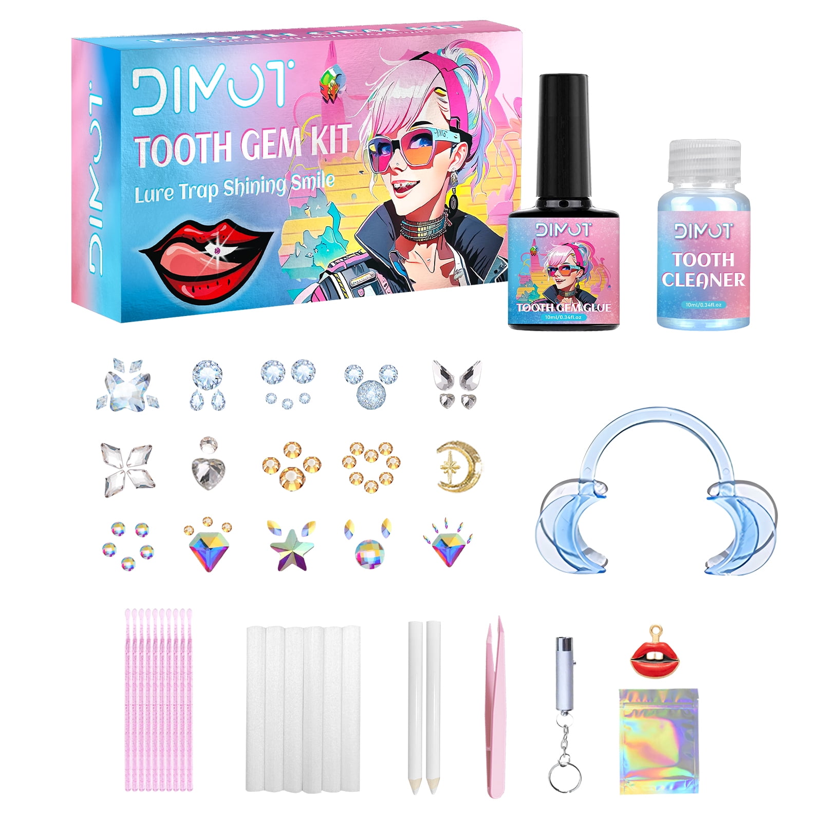 2PC Tooth Crystal Decorate Set, DIY Tooth Gem Kit with Glue, Artificial ...