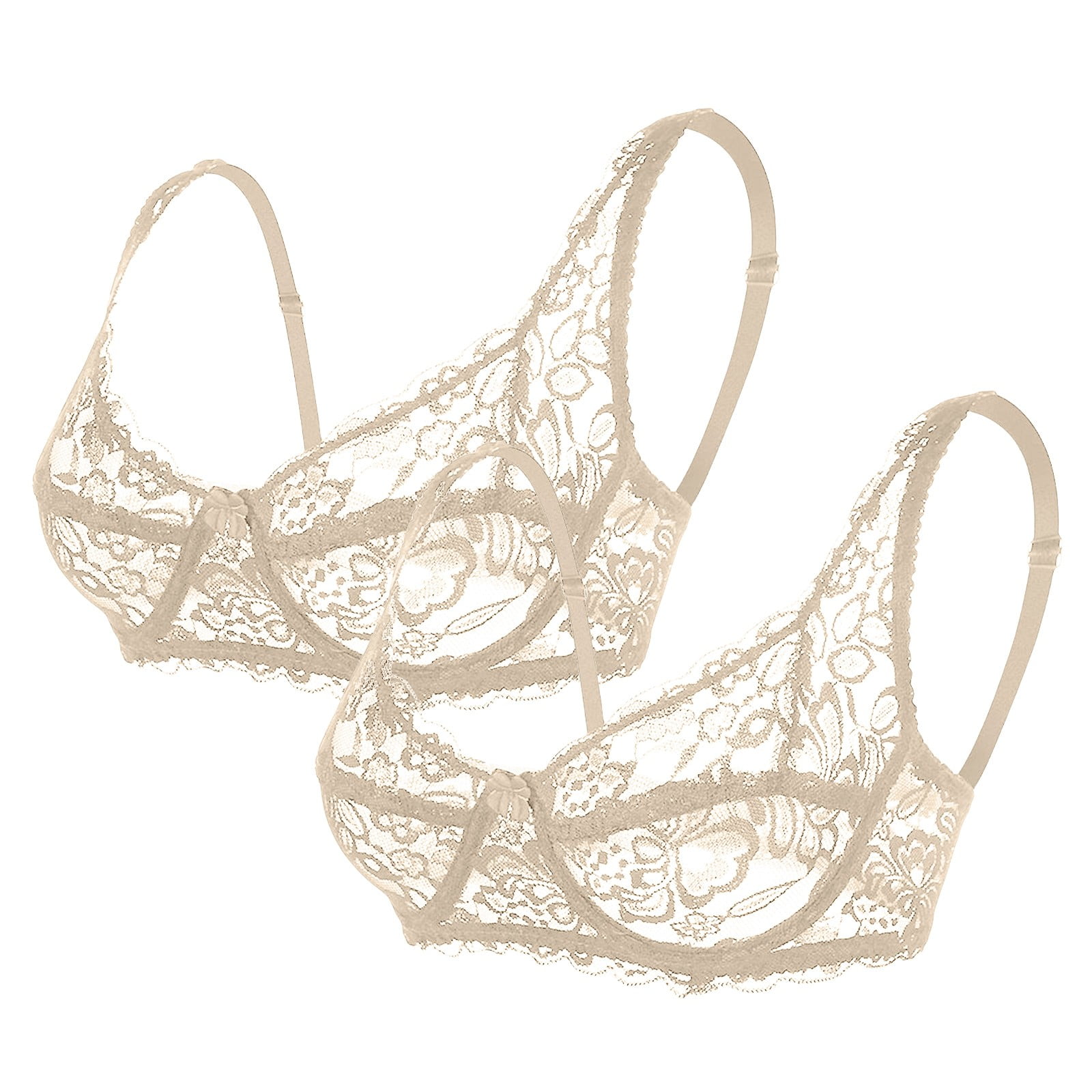 2PC Underwire Lace Bra Set - Charming Supportive Underwear, Yellow 36 ...