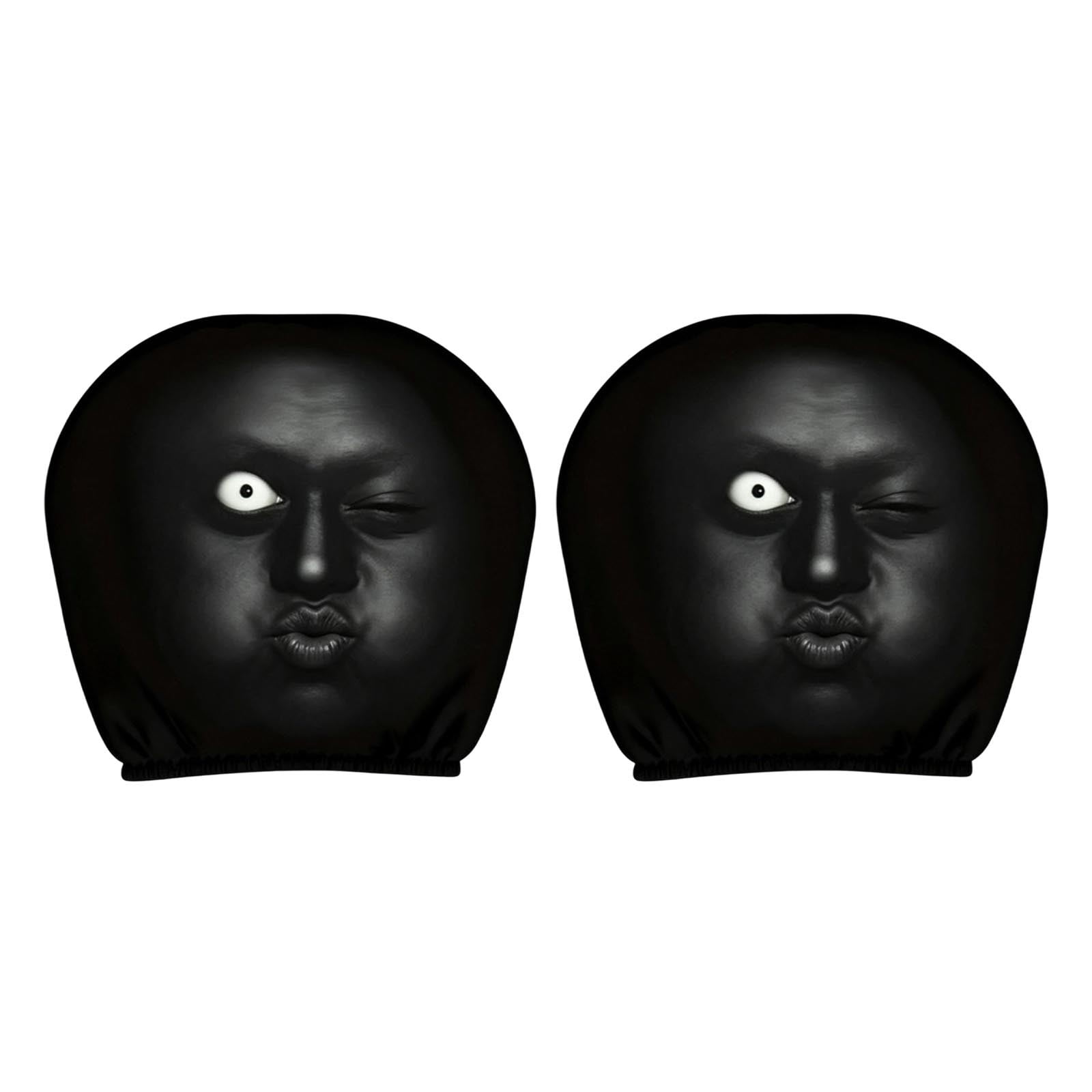 2PC Universal Funny Face Car Headrest Covers - Stretch Fabric Seat ...
