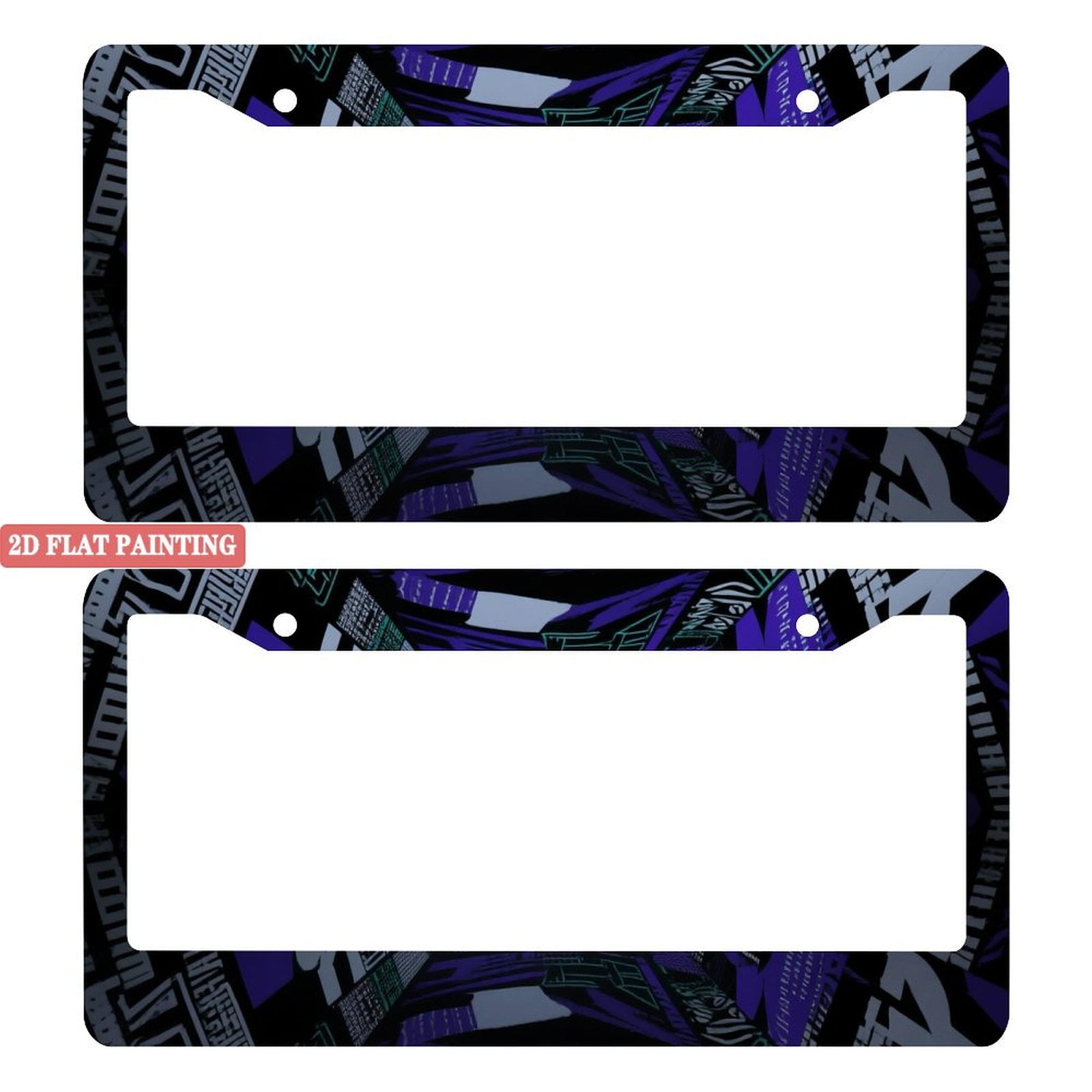 2PC Urban - Style Purple - Black Graffiti Car License Plate Frame Set 6 ...