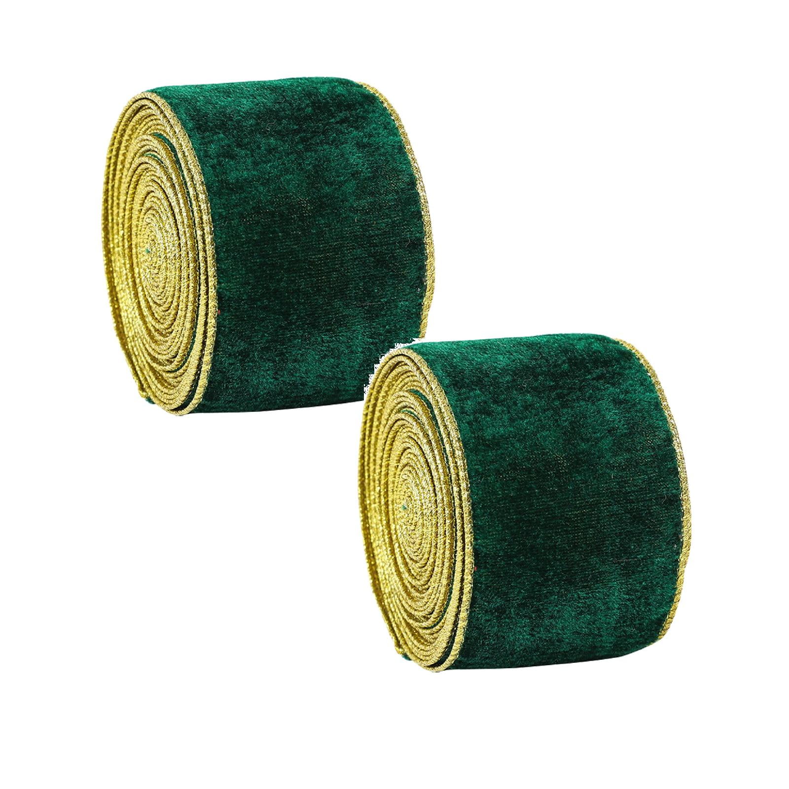2PC Velvet Wired Ribbon, Christmas Ribbon for Gift Wrapping, Crushed ...