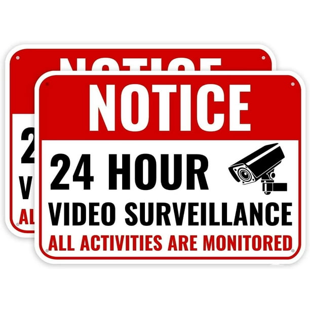 2PC Video Surveillance Sign, 14 x 10 Inches - Aluminum - Security ...