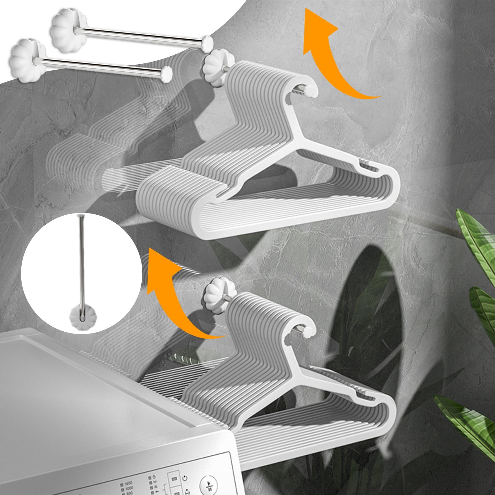 2PC Wall Mounted Clothes Hanger, Heavy Duty Clothes Hanger Storage ...