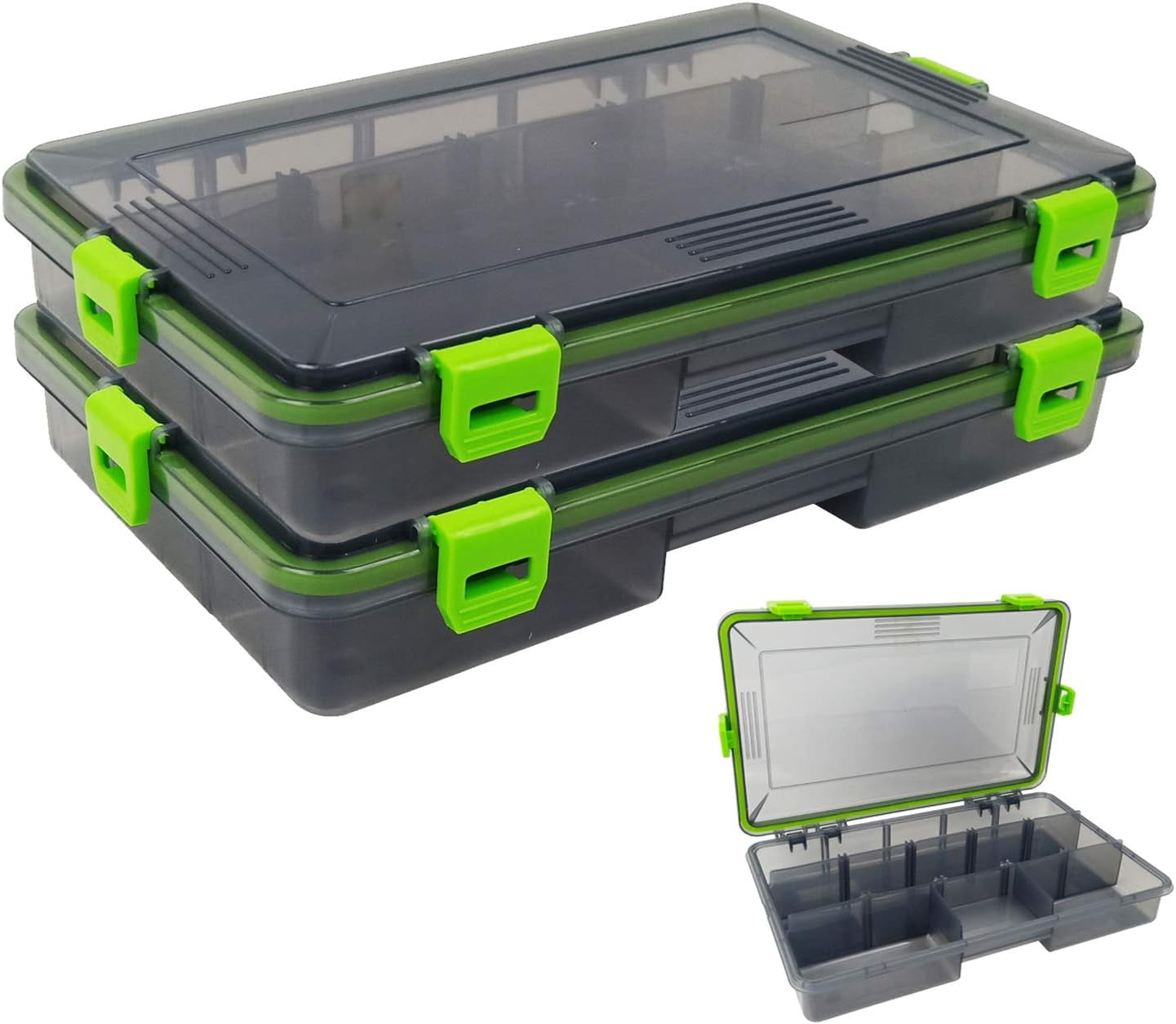 2PC Waterproof Fishing Tackle Boxes Hooks Storage Trags Organizer Box ...