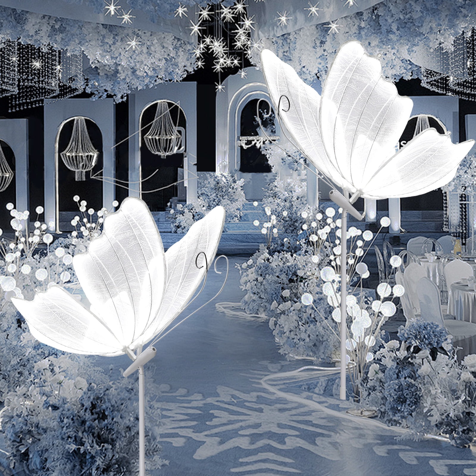 2PC White Light Wedding Butterfly Floor lamp Creative Butterfly Ceiling ...