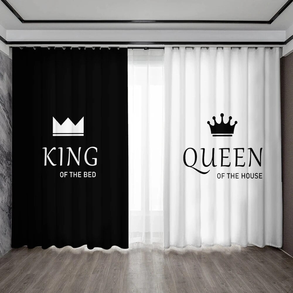 2PC White Valentine's Day Couple's Love Confession Window Curtains ...