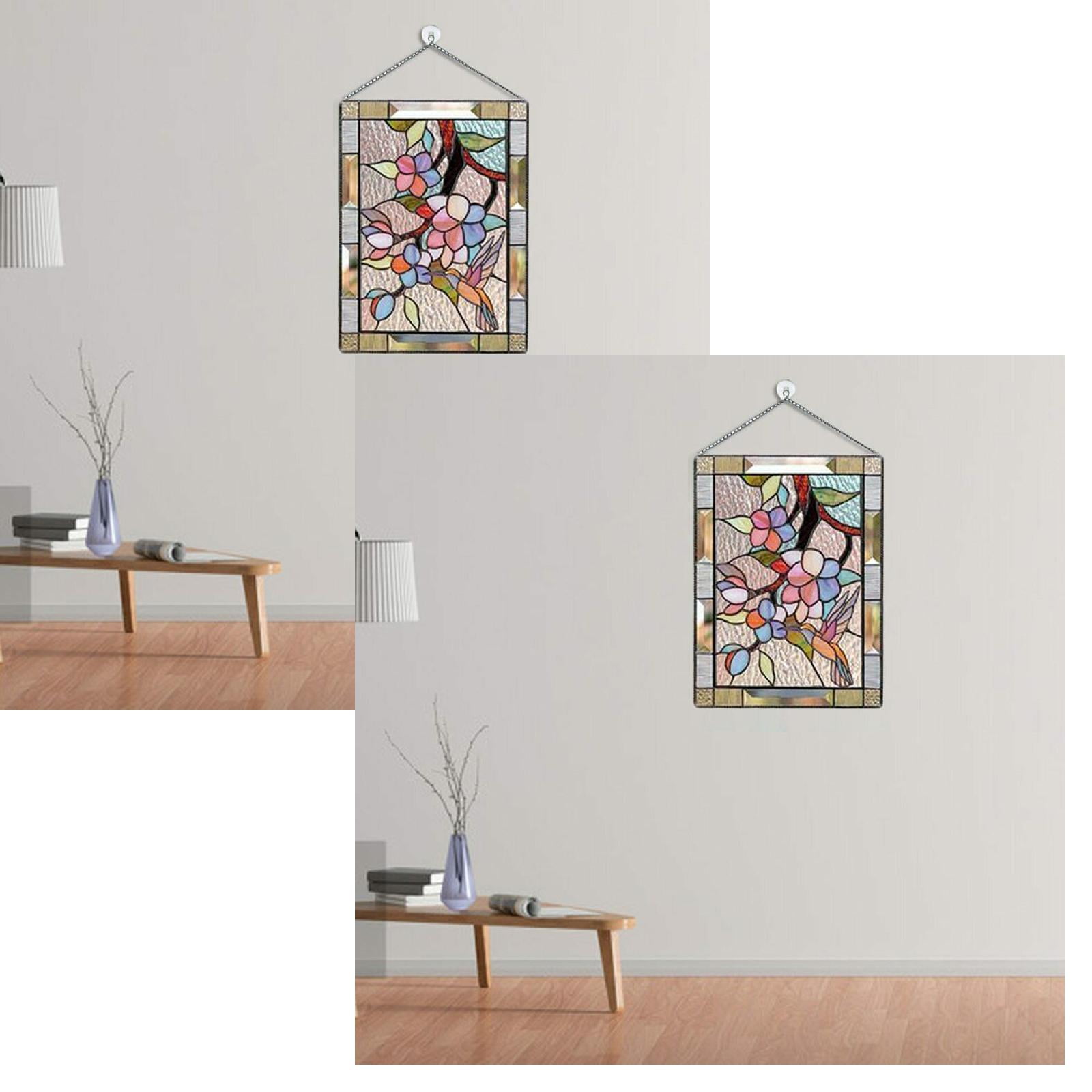 2PC Window Home Pattern Decor Panel Hangings Glass Suncatcher Rectangle ...