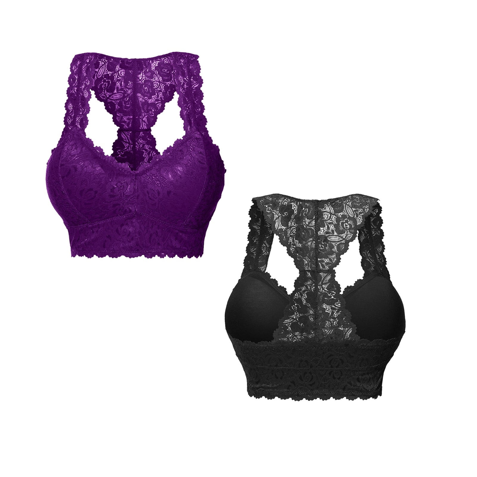 2PC Wireless Bra for Women, Soft Comfy Low Cut Full Coverage Bra ...