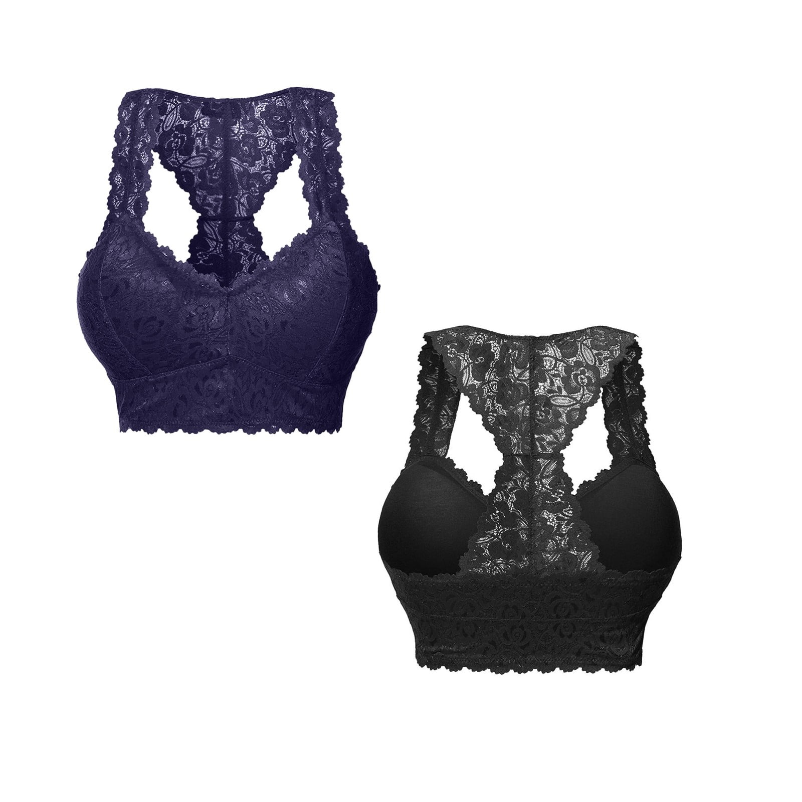 2PC Wireless Bra for Women, Soft Summer Plunge V Neck Low Cut Bra ...