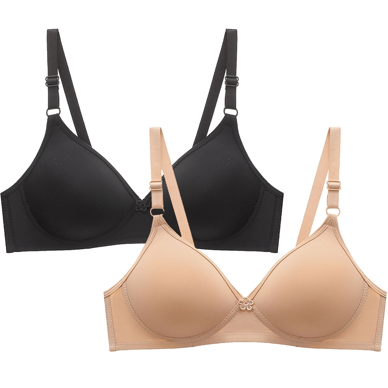 2PC Women Bras No Underwire Bras Woman 2PCS Women's Bra Solid Wirefree ...