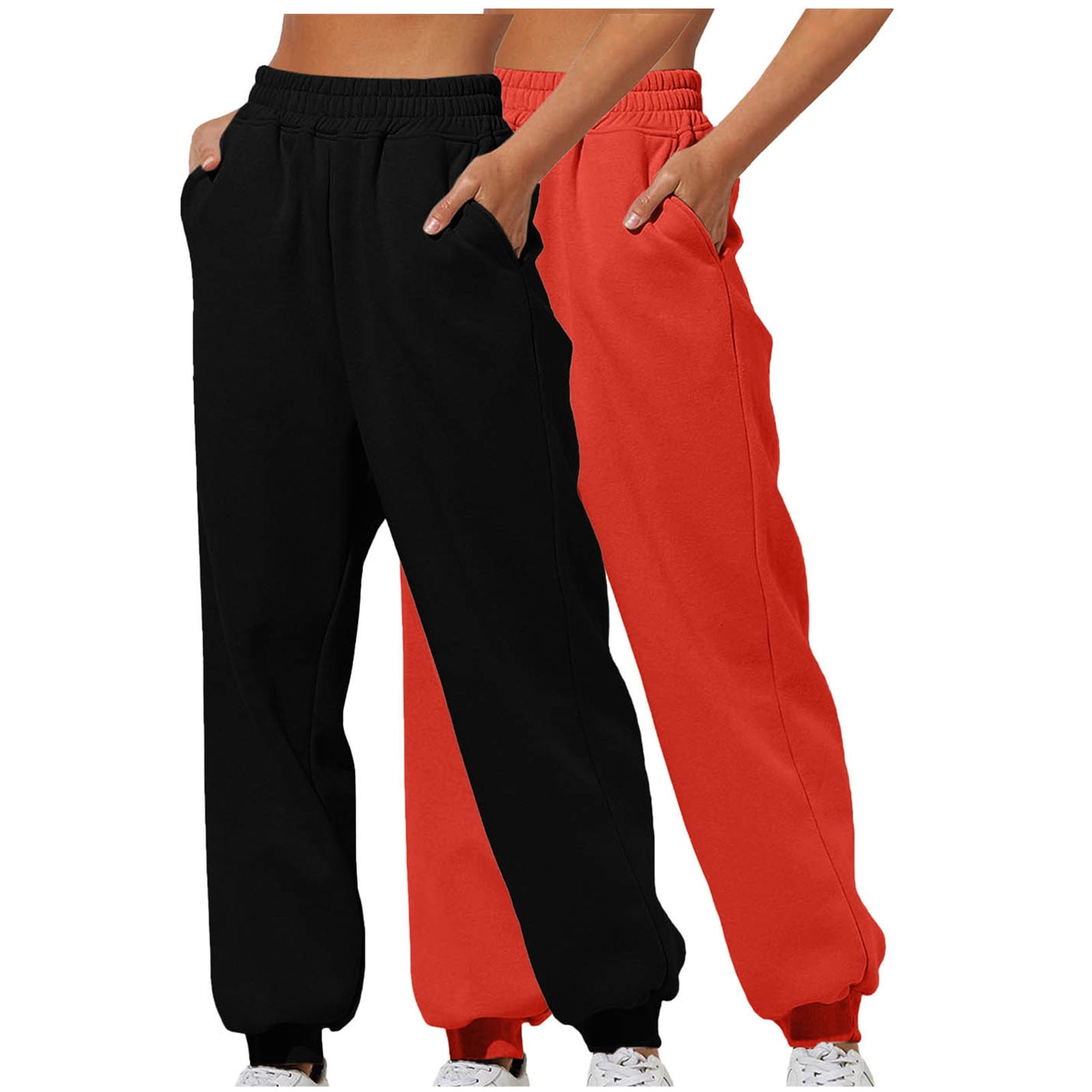 2PC Women Casual Solid Color Sanitary Pants Loose Home Sweatpants ...
