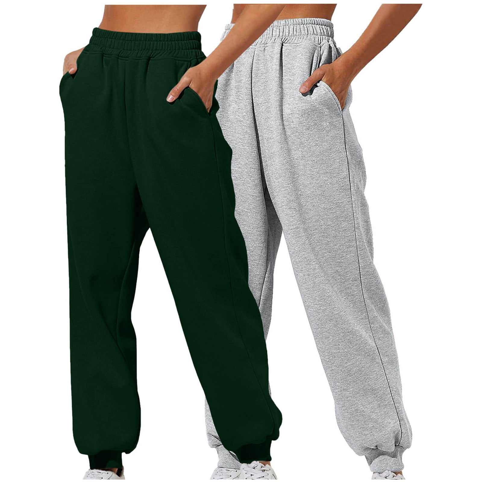 2PC Women Casual Solid Color Sanitary Pants Loose Home Sweatpants ...
