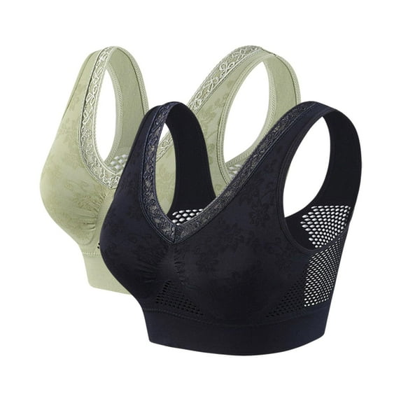 2PC Women Floral Lace Bralette Padded Breathable Sexy Racerback Lace ...