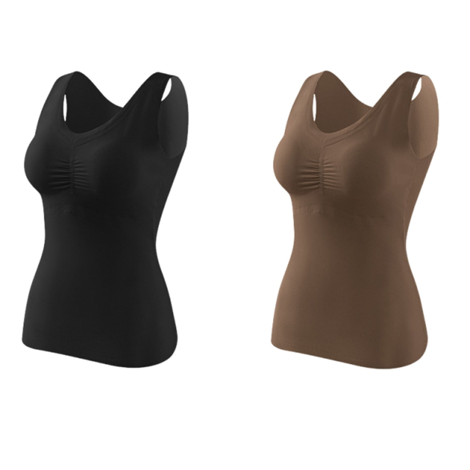 2PC Women Thermal Tank Tops Sleeveless Warm Fleece Lined Cami Underwear ...