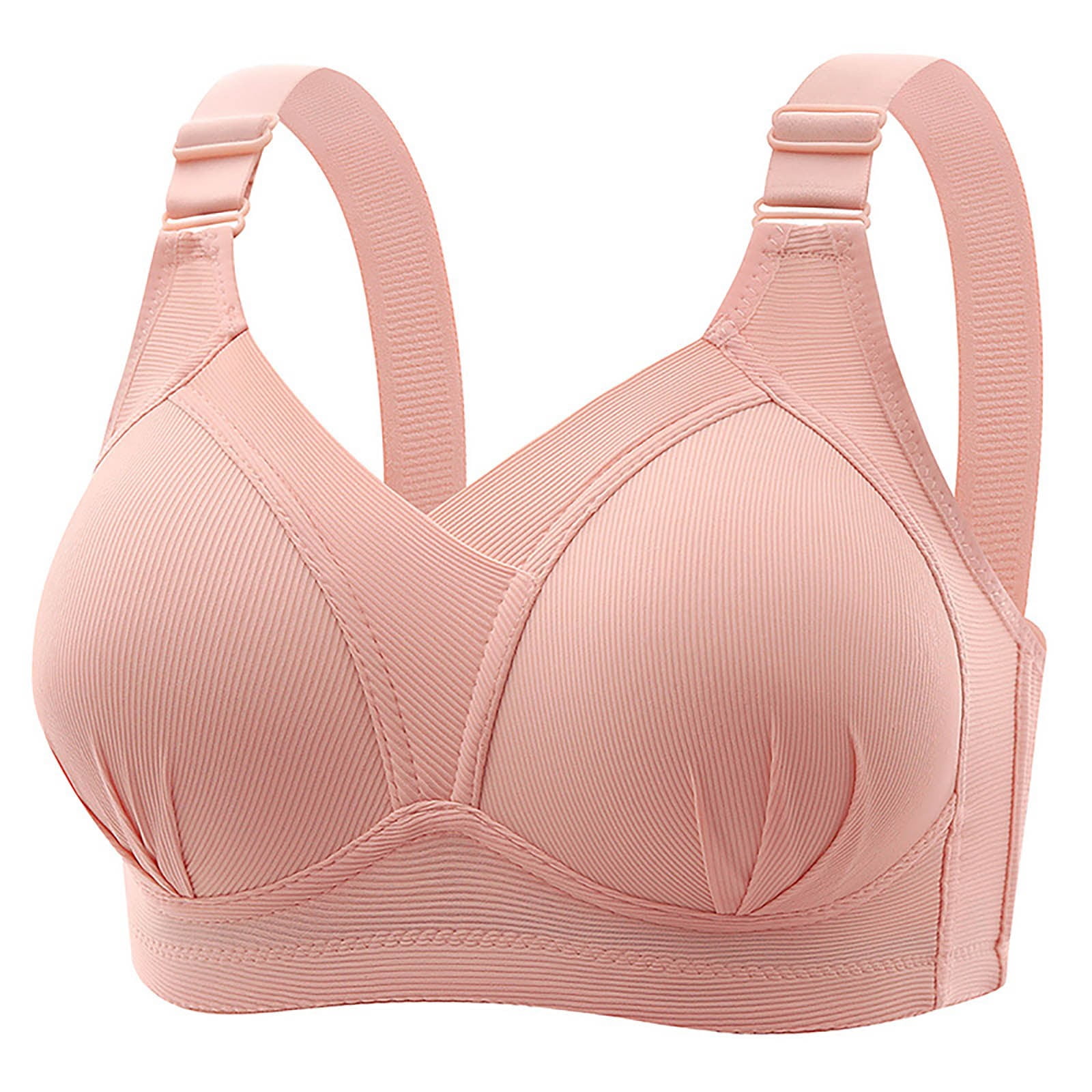 2PC Women's Bras Full Coverage Support Bra Seamless Wireless Underwear ...