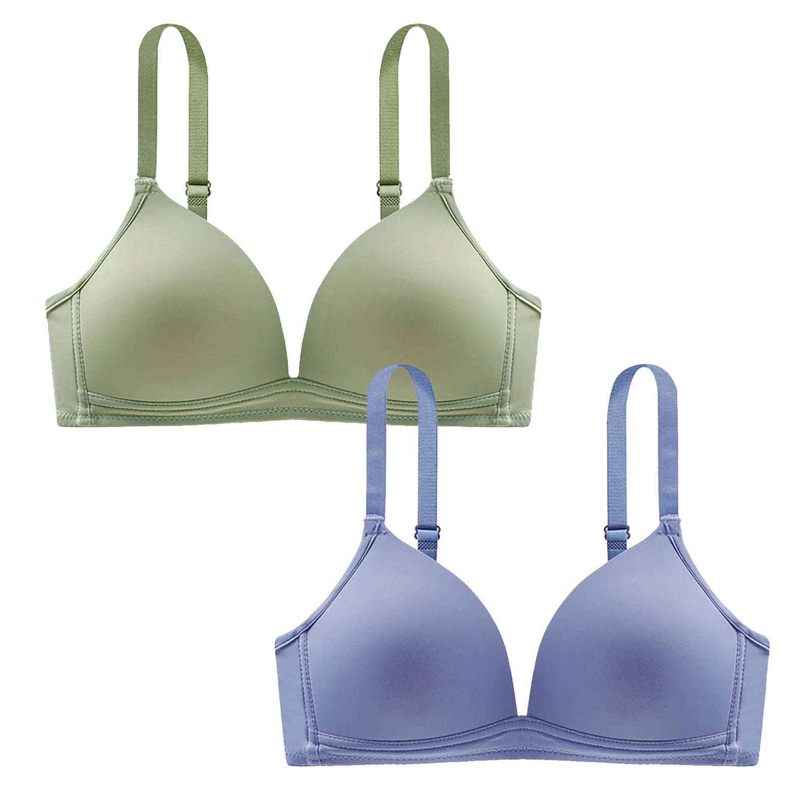 2PC Women's Bras Push Up Adjustable Strap No Underwire Gathering ...