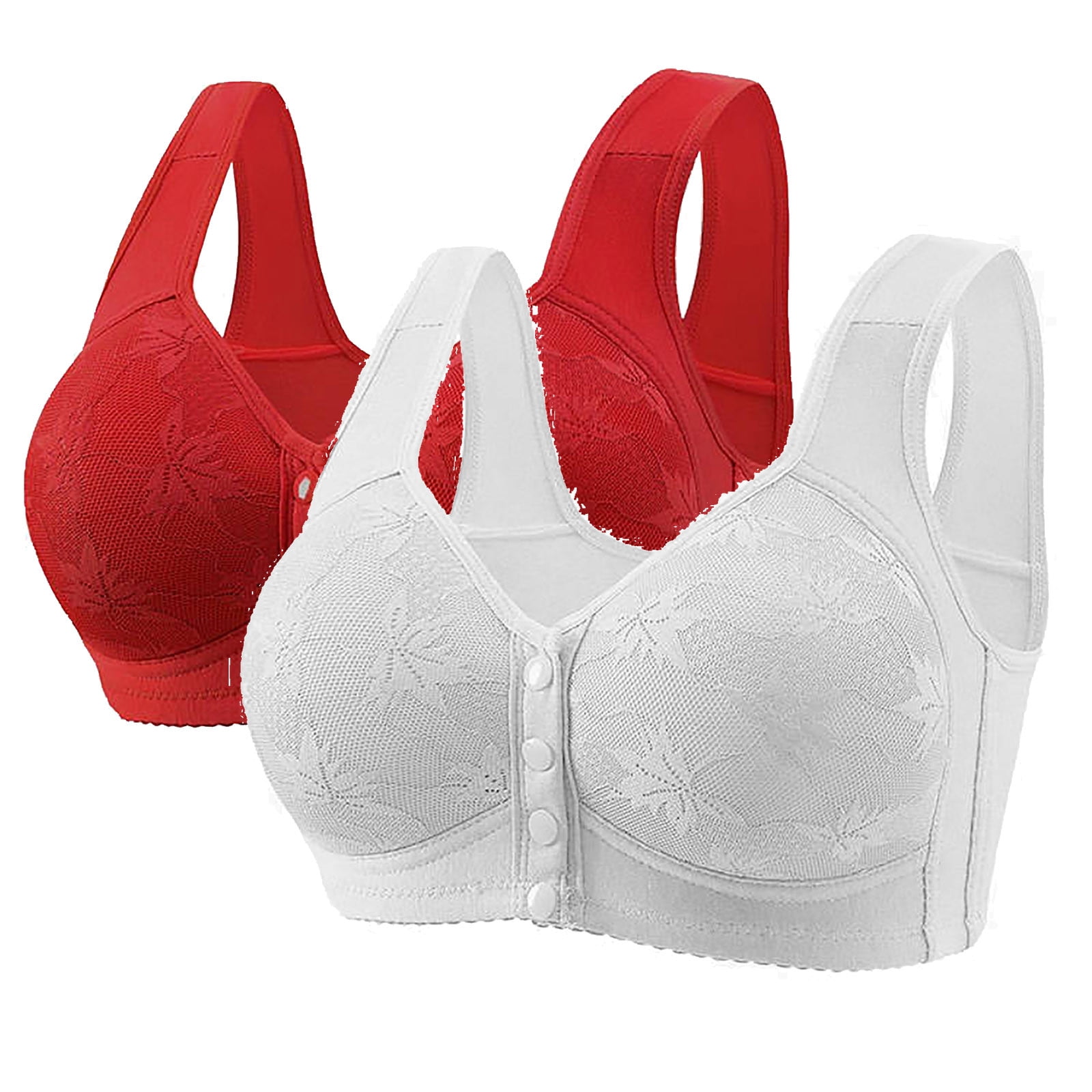 2PC Women's Front Close Bra, Wierless Bra, Comfortable Bras for Older ...