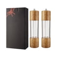 2PC Wooden Salt and Pepper Grinder Set - 8 Inch Manual Adjustable ...