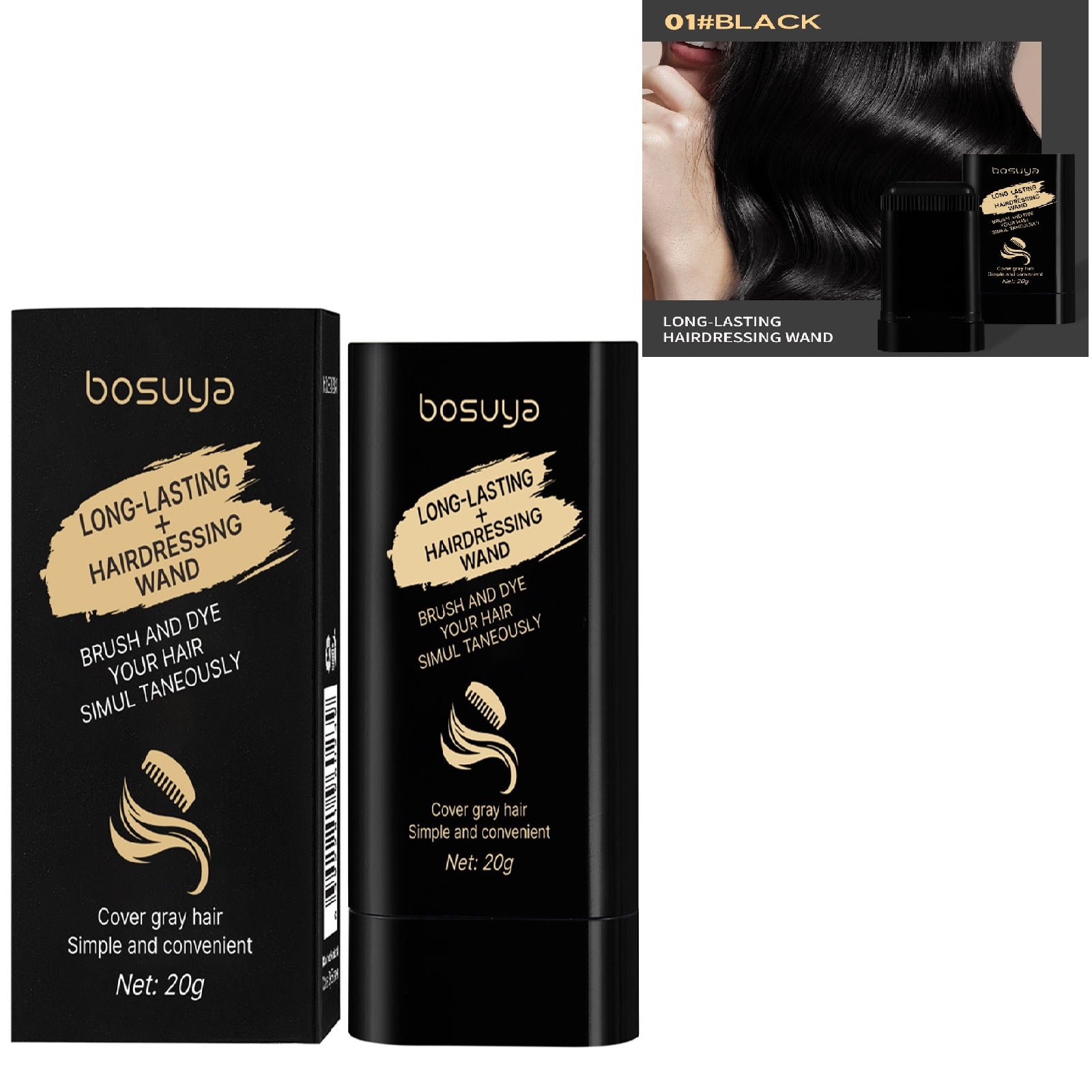 2PC Yuaonew Hair Stick, Bosuyo Hair Dye Comb, Concealer Hair Dye Stick ...