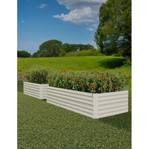 2PCS 0.5mm 8x4x2ft Galvanized Raised Garden Bed Outdoor,Rust-Resistant ...