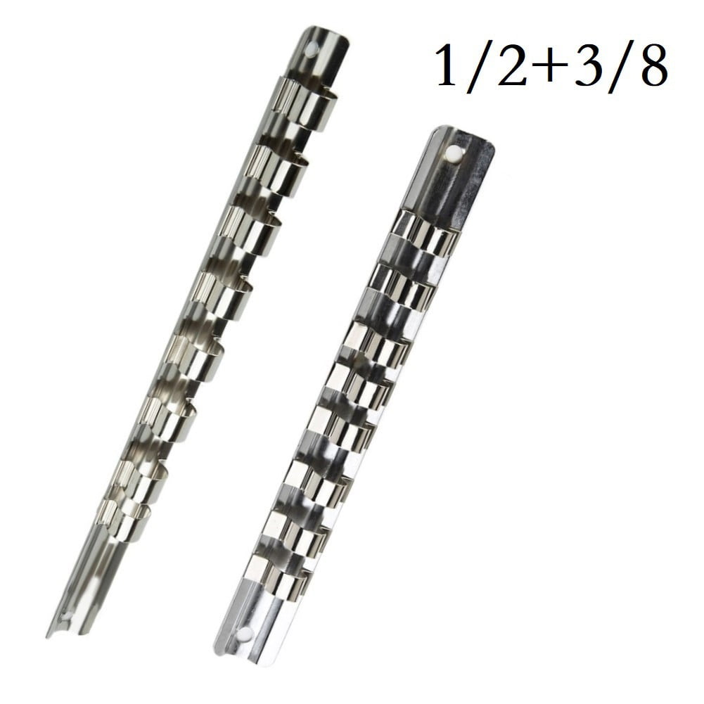 2PCS 1/4 3/8 1/2in Socket Rack Storage Holder with Clips On Rail Tools ...