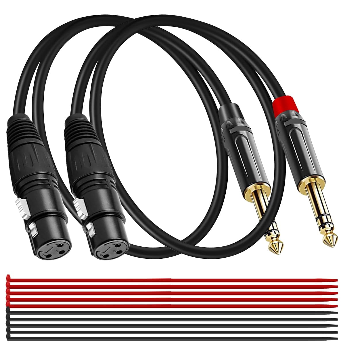 2PCS 1/4 Inch TRS to XLR Female Cable Balanced Quarter Inch 6.35mm Plug ...