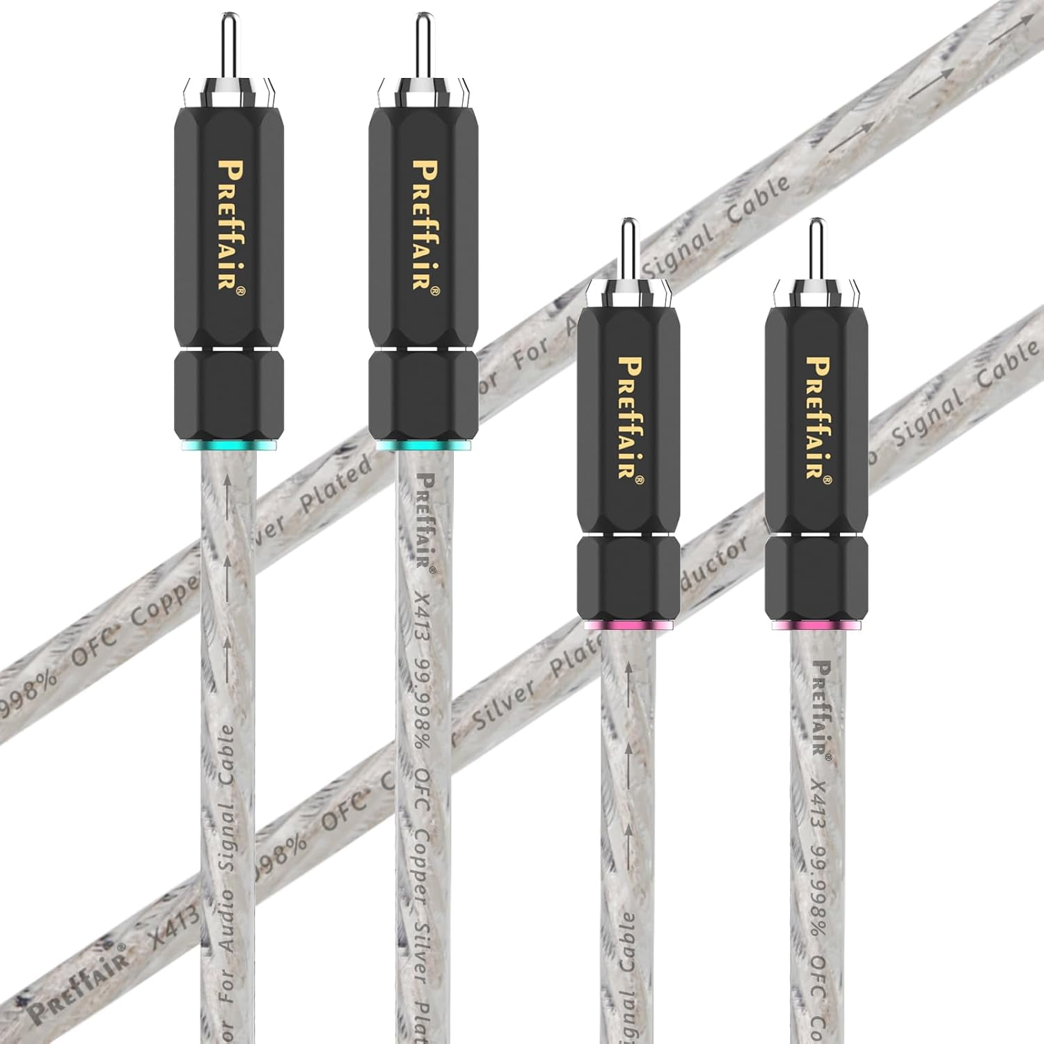 2PCS/ 1 Pair Audiophile HiFi Stereo RCA Cable, Pure Copper RCA Male to ...