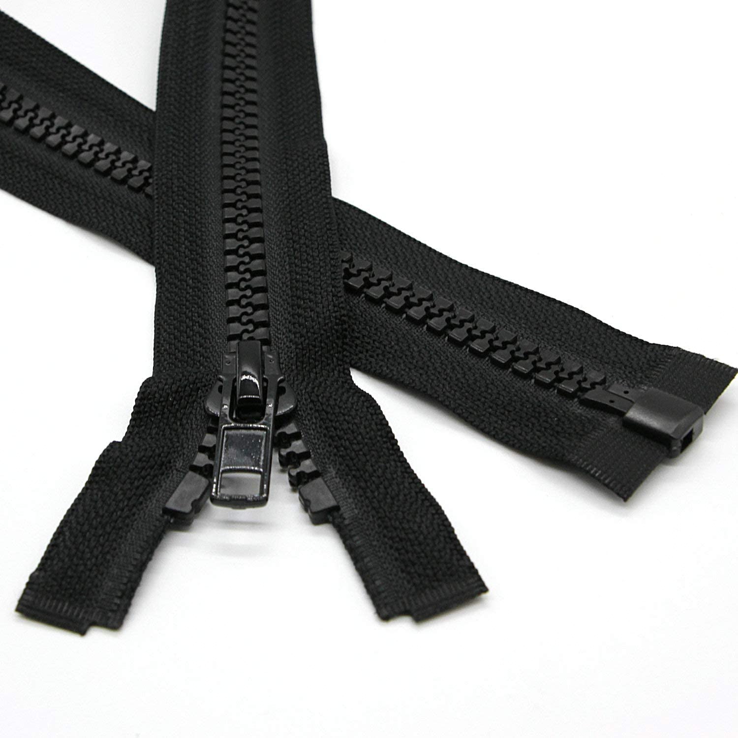 2PCS #10 28 Inch Separating Jacket Zippers for Sewing Coat Jacket Black Tape Heavy Duty Zippers ...