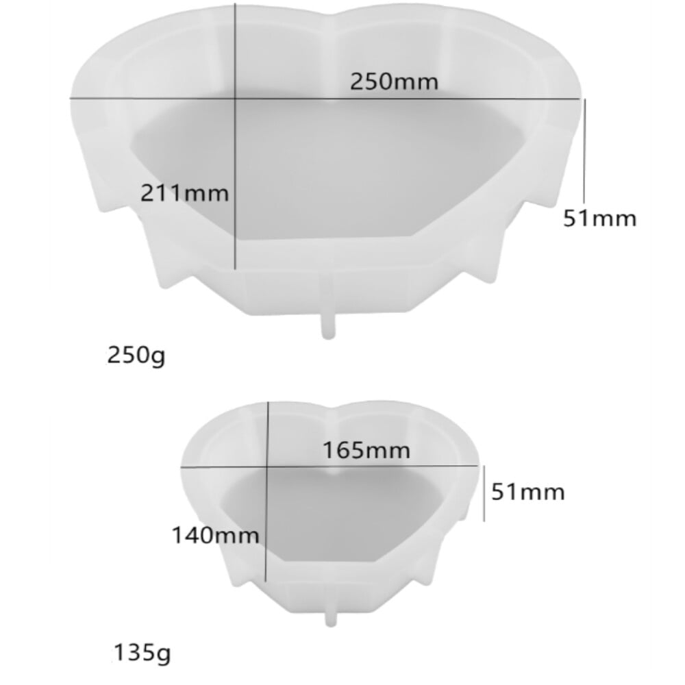 2PCS 10'' Large Heart Shape Resin Molds, Silicone Deep Epoxy Resin ...