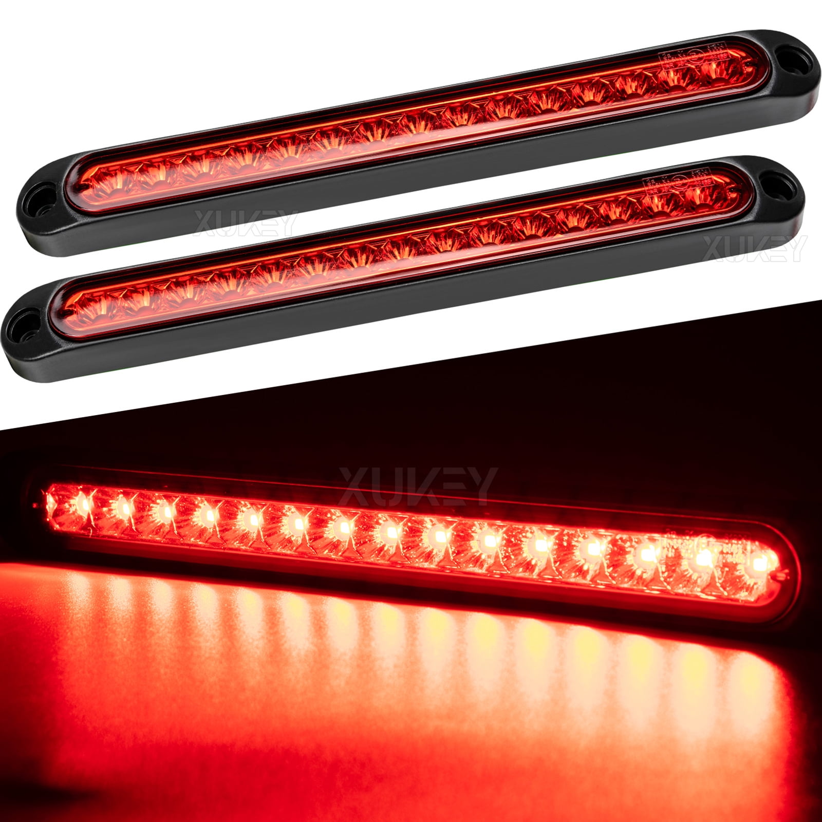 AUTOXBERT 2PCS 10" Red LED Truck Trailer Strip 3rd Brake Lights Rear ...
