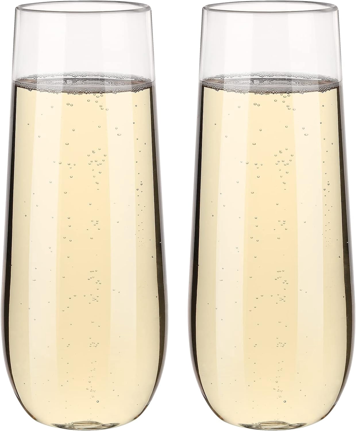 2PCS 100% Tritan Plastic Champagne Flutes,12 Oz stemless champagne ...