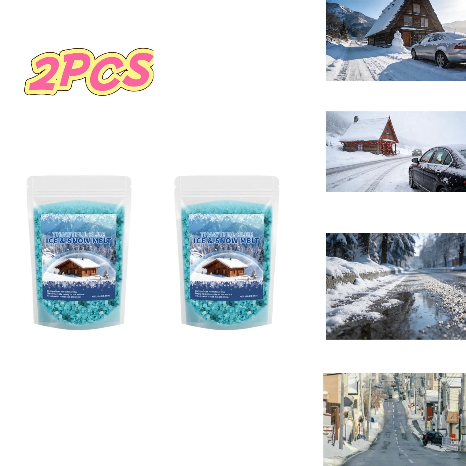 2PCS 100g Pet Safe Ice Melting Agent & Fast Dissolve Snow & Ice for ...