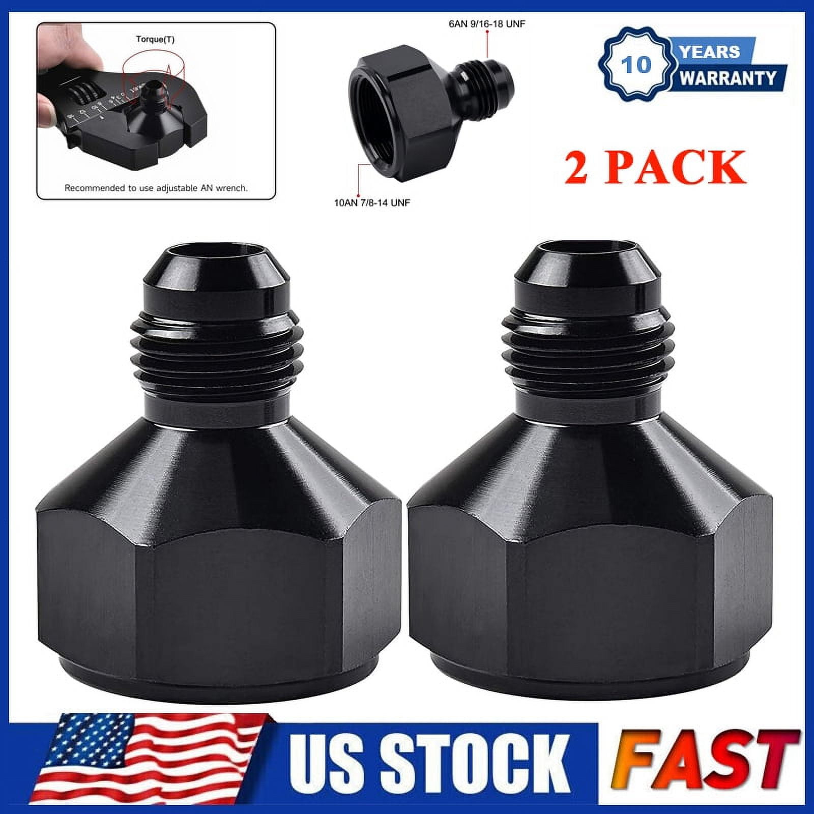 2PCS 10AN Female to 6AN Male Flare Reducer Fitting Adapters Fuel Cell ...