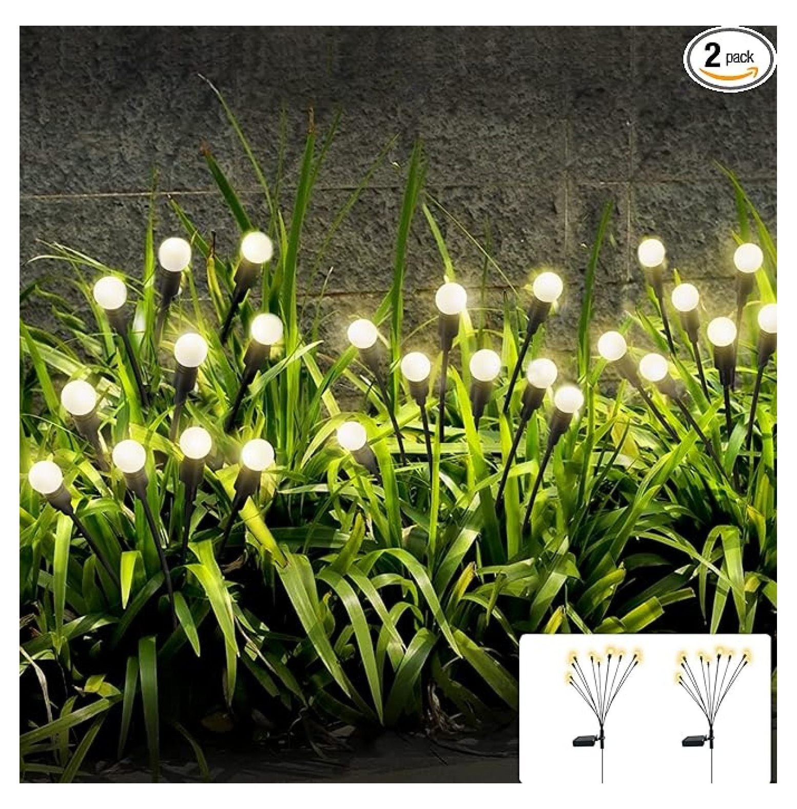 2PCS 10LED Solar Lights Outdoor Waterproof, 8LED Solar Garden Lights ...
